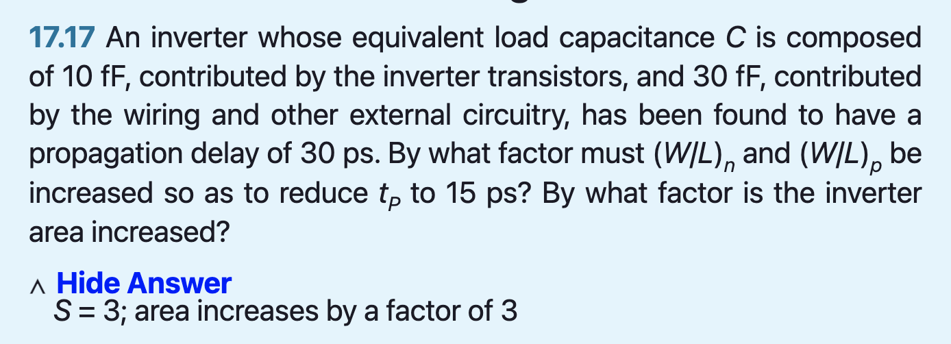 Solved 17.17 ﻿An inverter whose equivalent load capacitance | Chegg.com