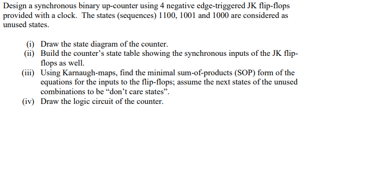 Solved Design a synchronous binary up-counter using 4 | Chegg.com