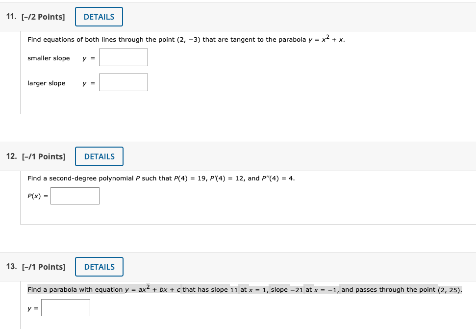 Solved Find equations of both lines through the point (2,−3) | Chegg.com