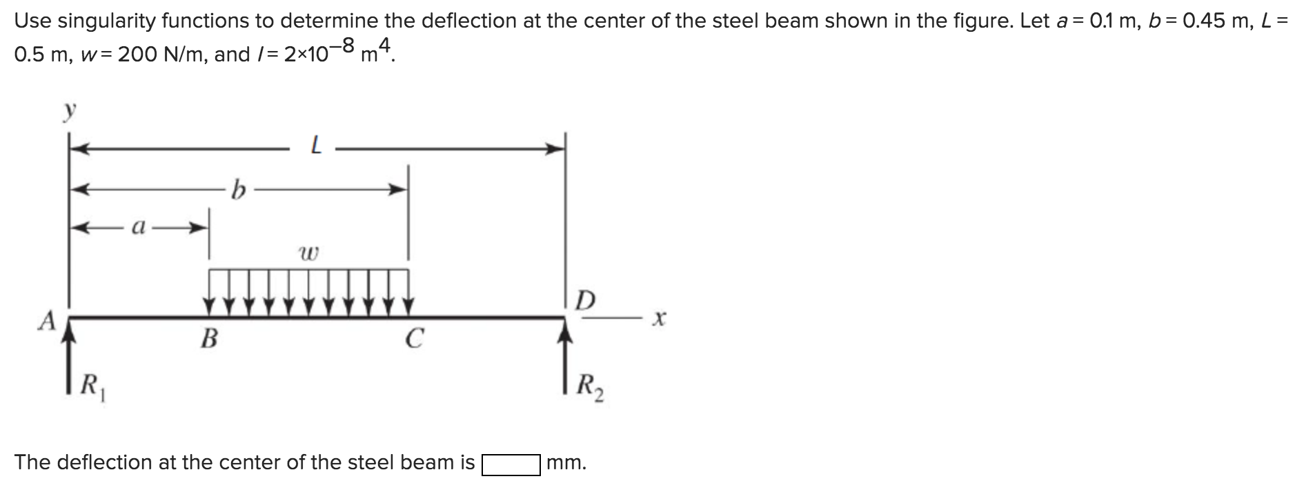Solved Use singularity functions to determine the deflection | Chegg.com