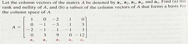Solved Let the column vectors of the matrix A be denoted by | Chegg.com