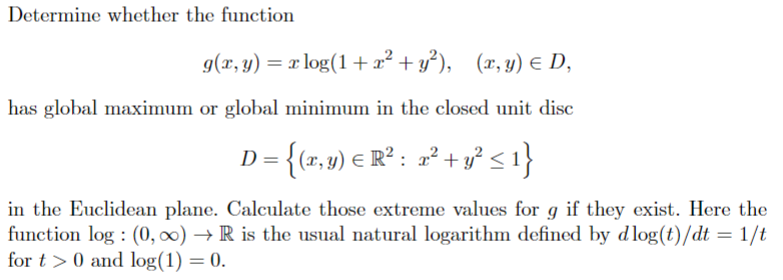 Solved How to solve this question regarding global maximum / | Chegg.com