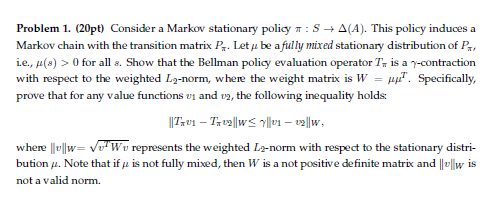 Solved Problem 1. (20pt) ﻿Consider a Markov stationary | Chegg.com