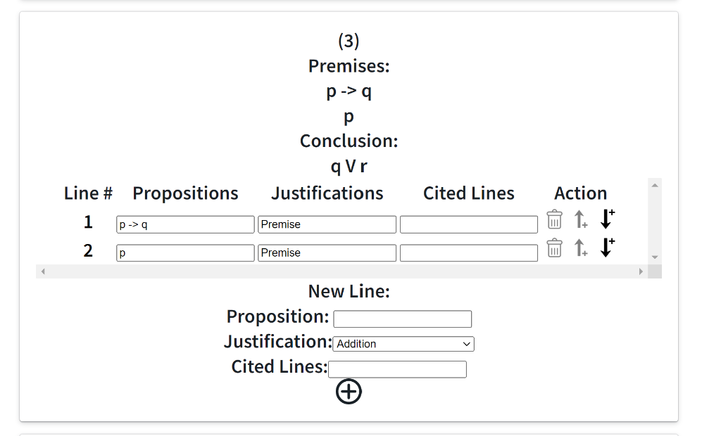 (2) Premises: New Line: Proposition: Justification: | Chegg.com