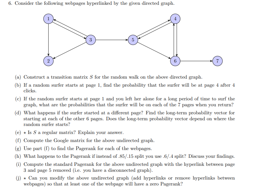 6. Consider the following webpages hyperlinked by the | Chegg.com