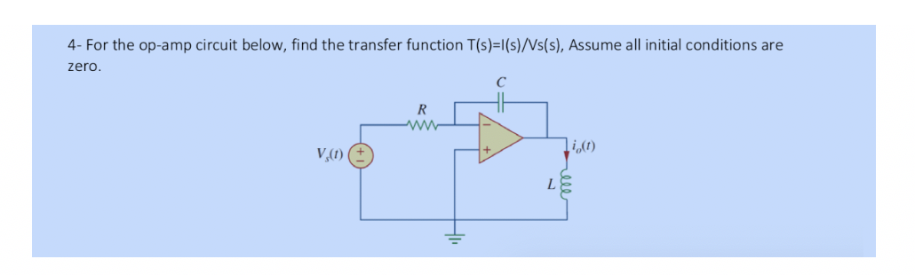 Solved 4- For the op-amp circuit below, find the transfer | Chegg.com