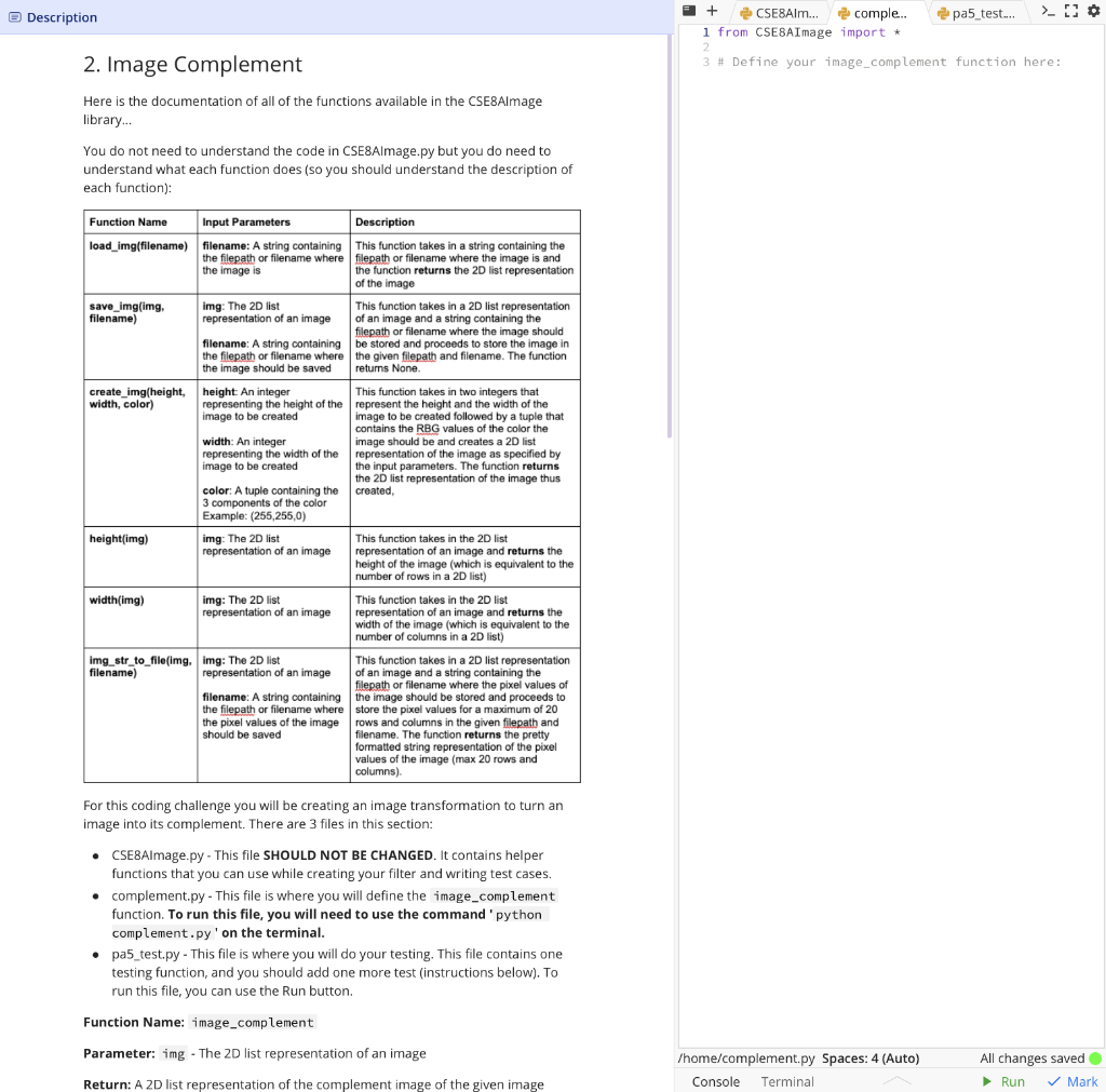 Solved 2. Image Complement 3 \# Define your image_complement | Chegg.com