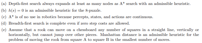 Solved (a) Depth-first search always expands at least as | Chegg.com