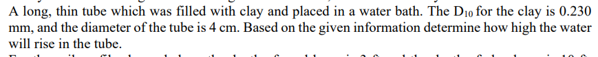 Solved A long, thin tube which was filled with clay and | Chegg.com
