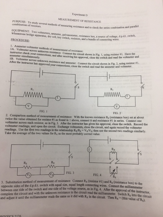 Solved Experiment D To MEASUREMENTOF RESISTANCE combination | Chegg.com
