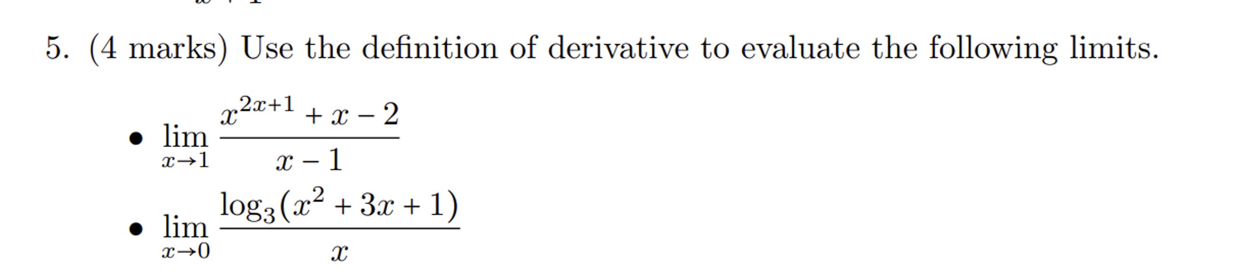 Solved (4 ﻿marks) ﻿Use the definition of derivative to | Chegg.com