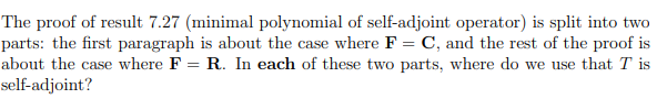 Solved 7.27 minimal polynomial of self-adjoint operator | Chegg.com