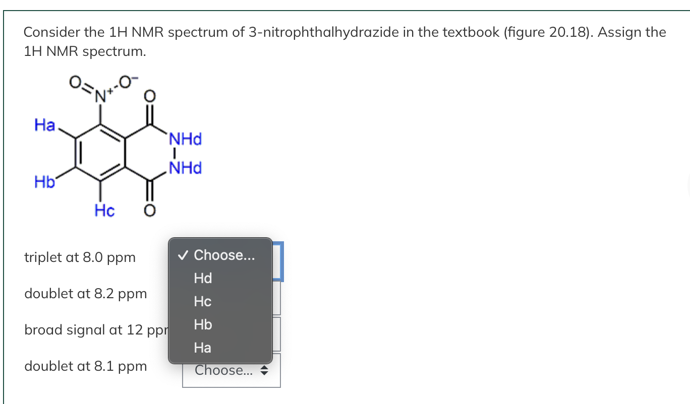 Solved Consider the 1H NMR spectrum of | Chegg.com