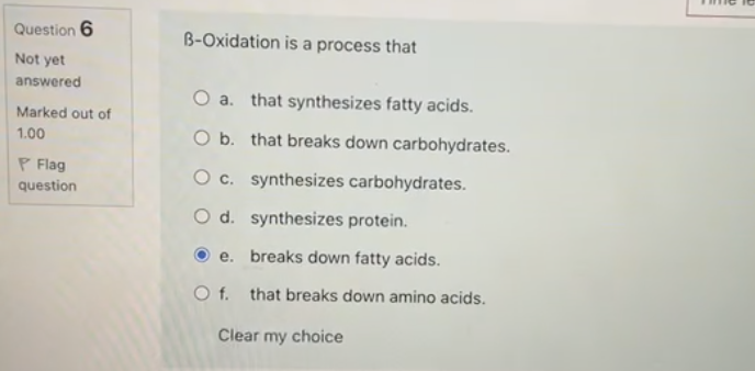 B-Oxidation is a process that a. that synthesizes | Chegg.com