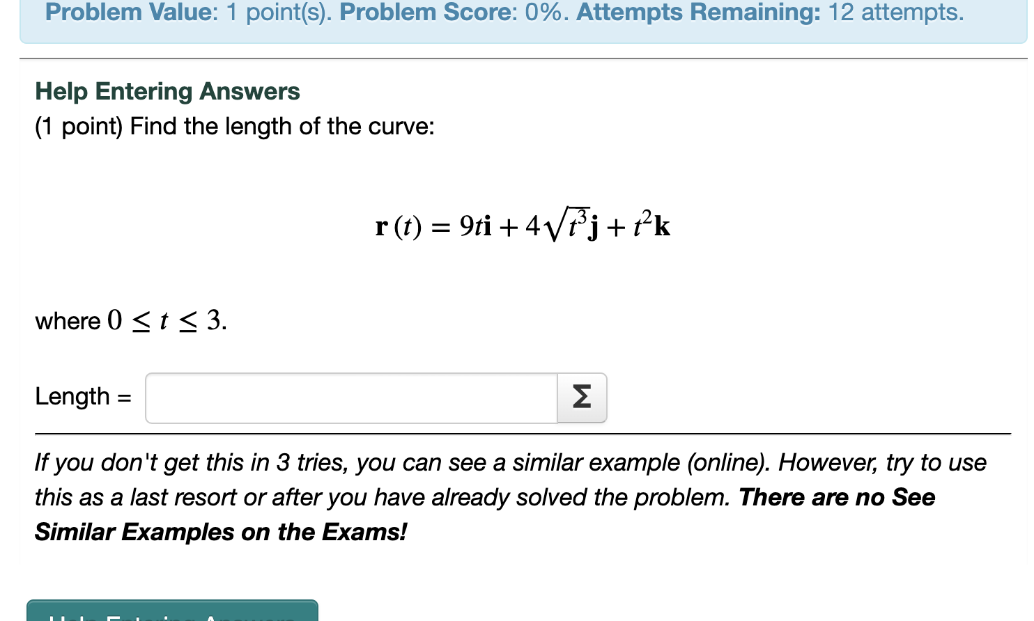 Solved Help Entering Answers(1 ﻿point) ﻿Find the length of | Chegg.com