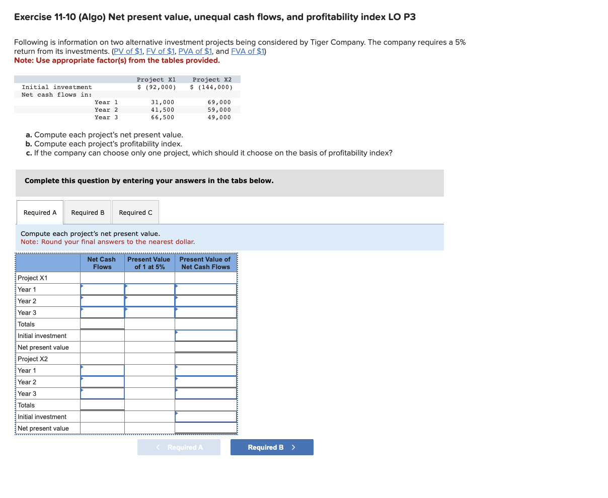 Solved Exercise 11-10 (Algo) Net present value, unequal cash | Chegg.com