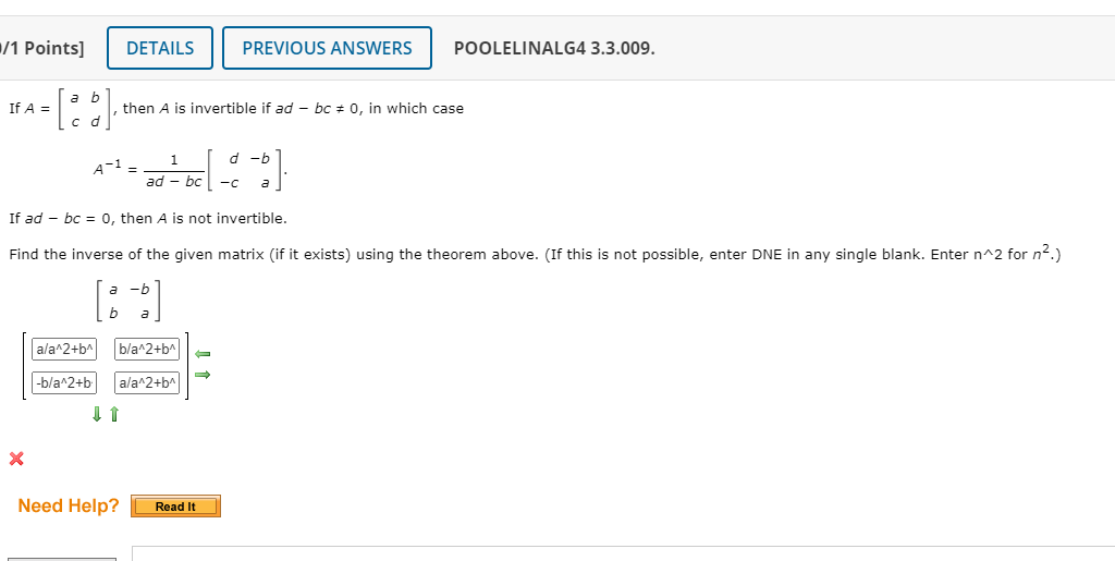 Solved 3/1 Points] DETAILS PREVIOUS ANSWERS POOLELINALG4 | Chegg.com