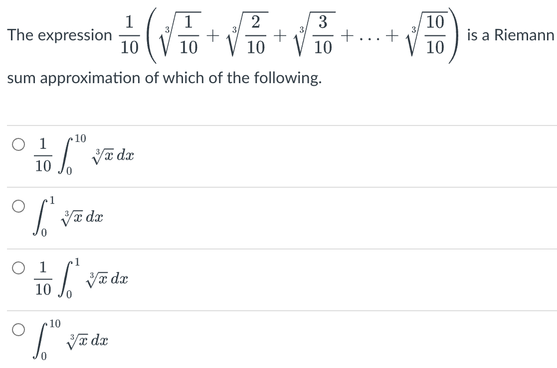 Solved 1 2 3 3 The expression (1+ve+ + + 1 10 + is a Riemann | Chegg.com