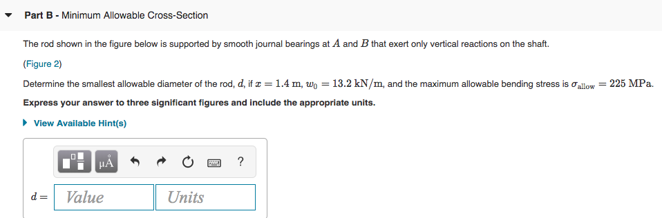 Solved Part B - Minimum Allowable Cross-Section The rod | Chegg.com