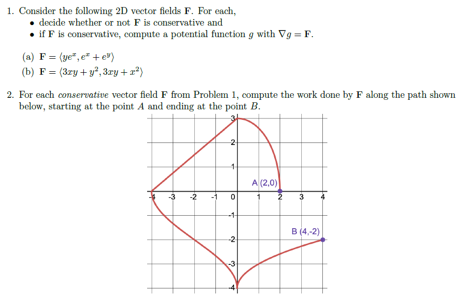 Solved 1. Consider the following 2D vector fields F. For | Chegg.com