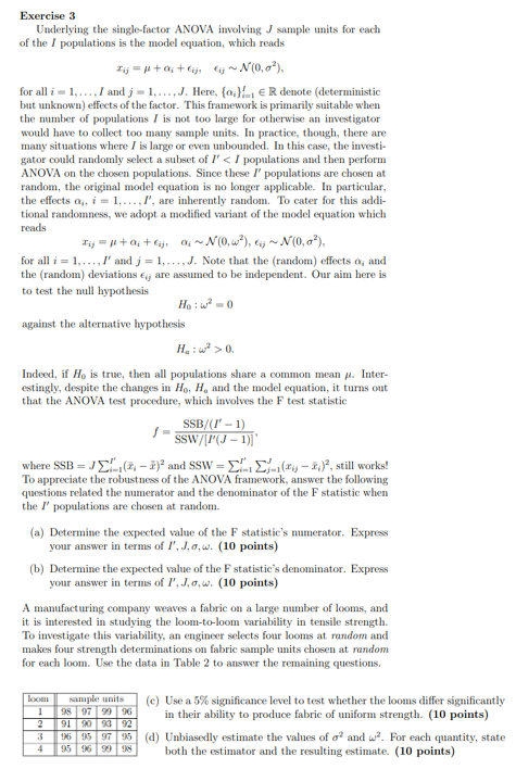 Solved Exercise 3Underlying the single-factor ANOVA | Chegg.com