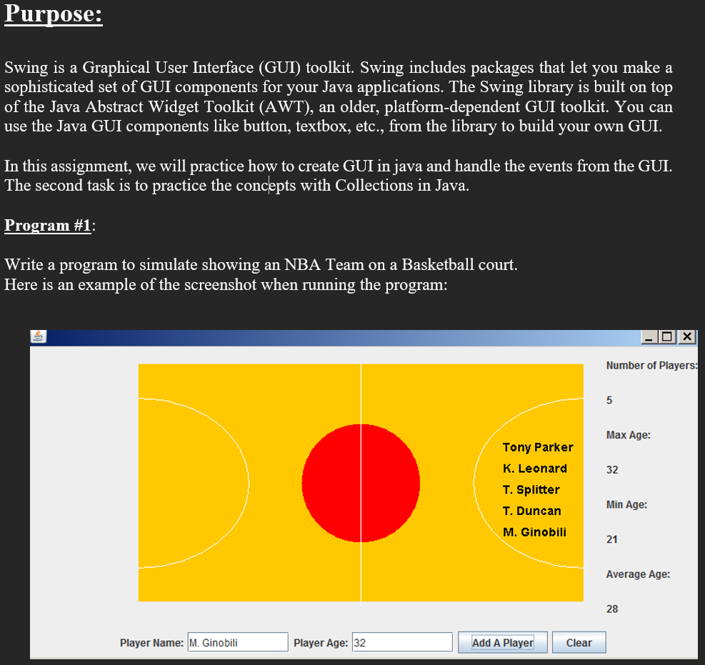 Please use JAVA. Thanks! An example of the JFrame | Chegg.com