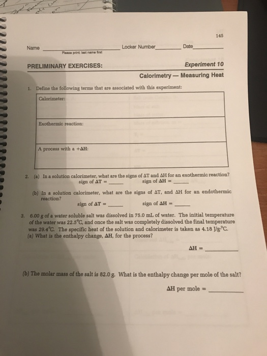 Solved 145 Name Locker Number_ Date Please print last name | Chegg.com