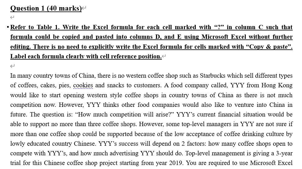Solved Question 1 (40 marks) Refer to Table 1. Write the | Chegg.com