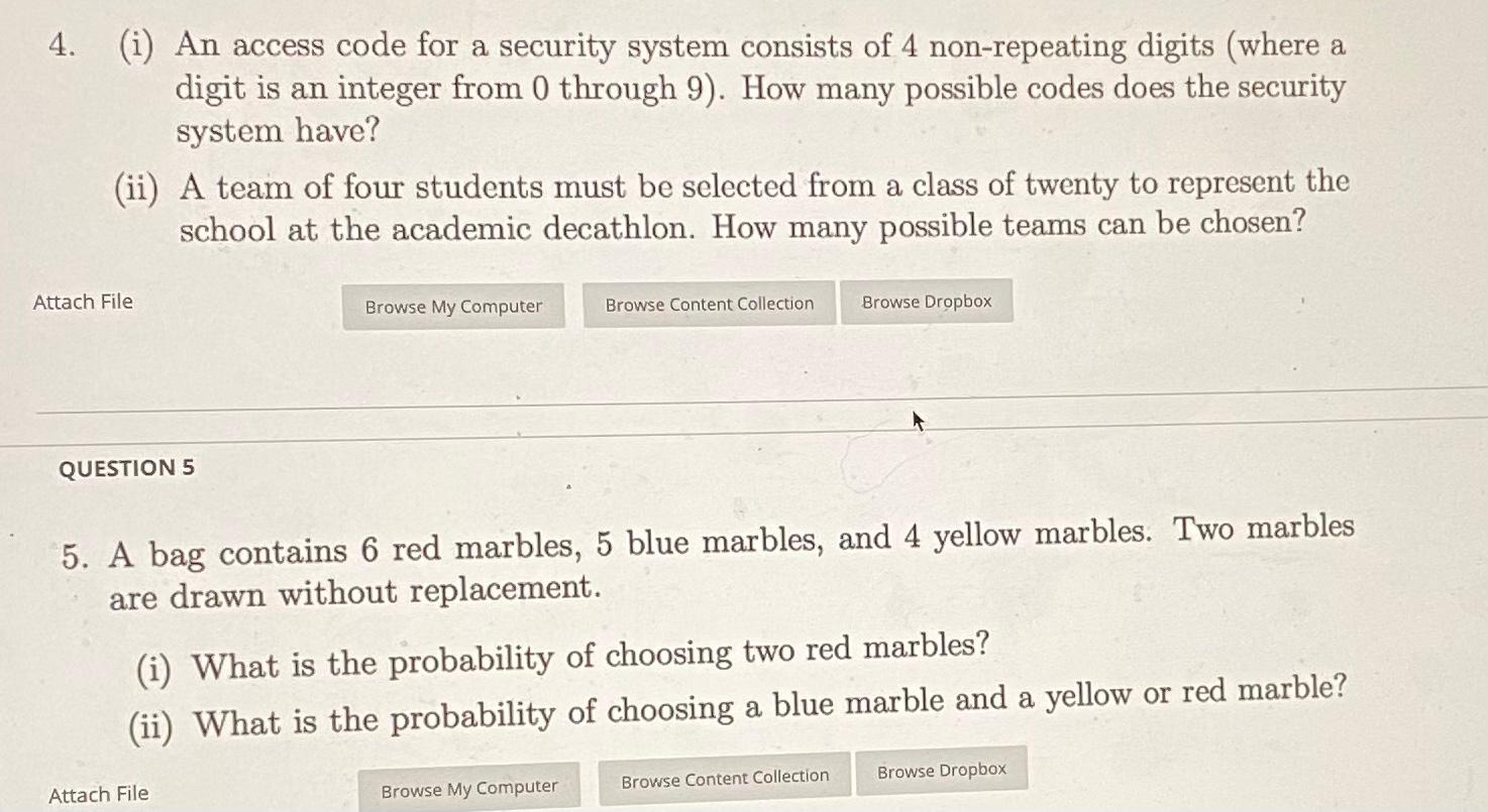 Solved 4. (i) An access code for a security system consists | Chegg.com