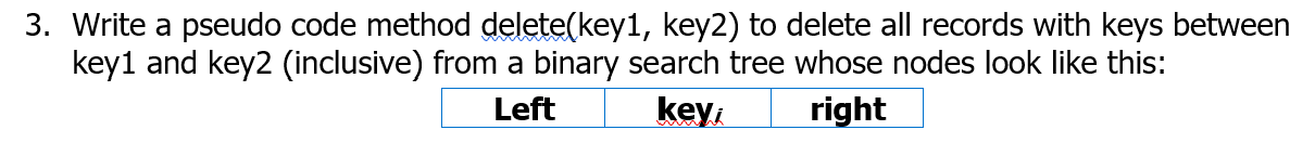 Solved 3. Write a pseudo code method delete(key1, key2) to | Chegg.com