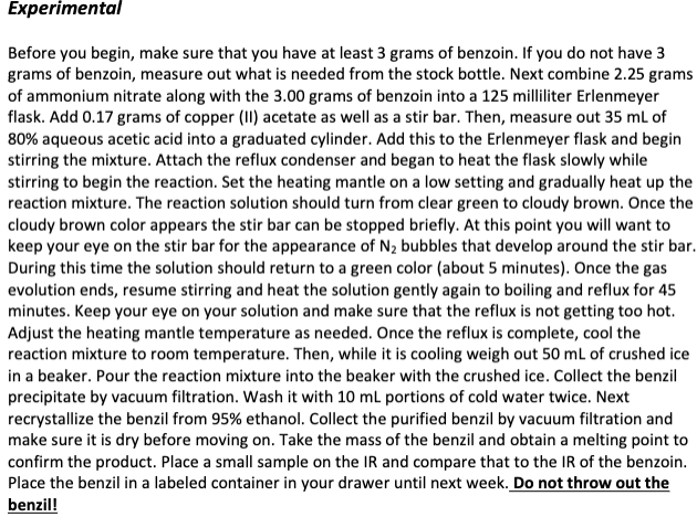 Solved Please help asap - Synthesis of benzil Melting point | Chegg.com