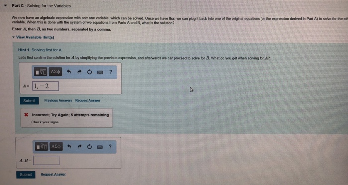 Solved Part A -Isolating a Variable Iselating a variable in | Chegg.com