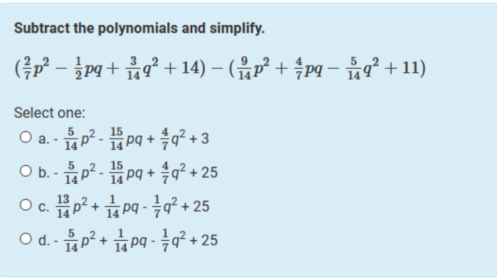 Solved Subtract the polynomials and simplify. (îp? – į pq+ | Chegg.com