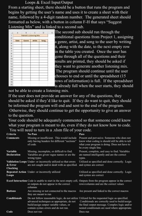 Solved Please do the coding required in excel/VBA | Chegg.com