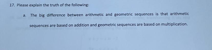 Solved 17. Please explain the truth of the following: a. The | Chegg.com