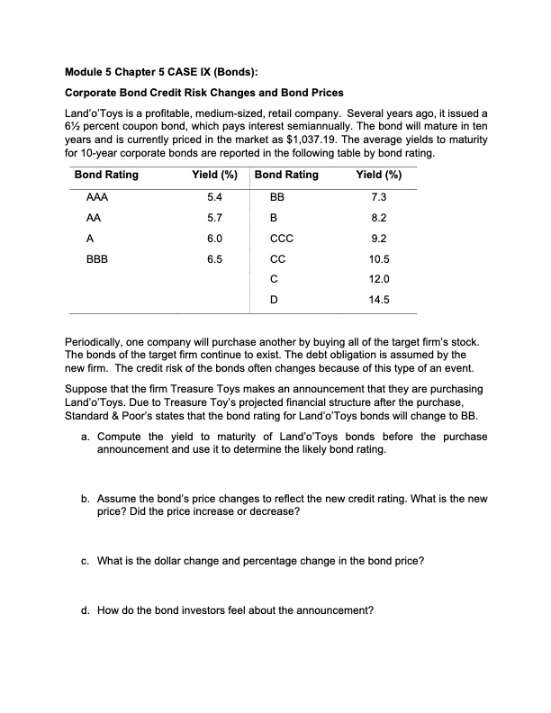 Solved Module 5 ﻿Chapter 5 ﻿CASE IX (Bonds):Corporate Bond | Chegg.com