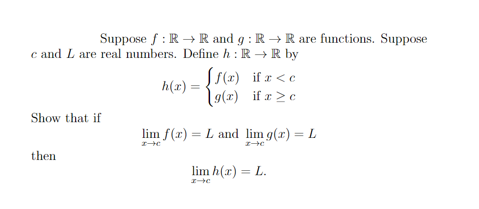 Solved Suppose f:R→R and g:R→R are functions. Suppose c and | Chegg.com