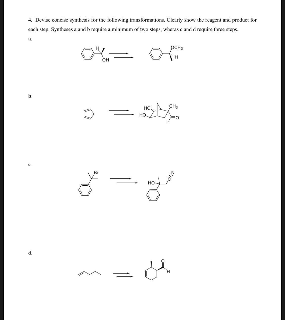 Solved 4. Devise concise synthesis for the following | Chegg.com