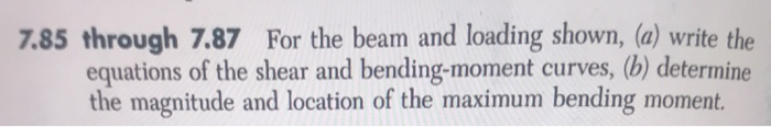 Solved 7.85 through 7.87 For the beam and loading shown, (a) | Chegg.com
