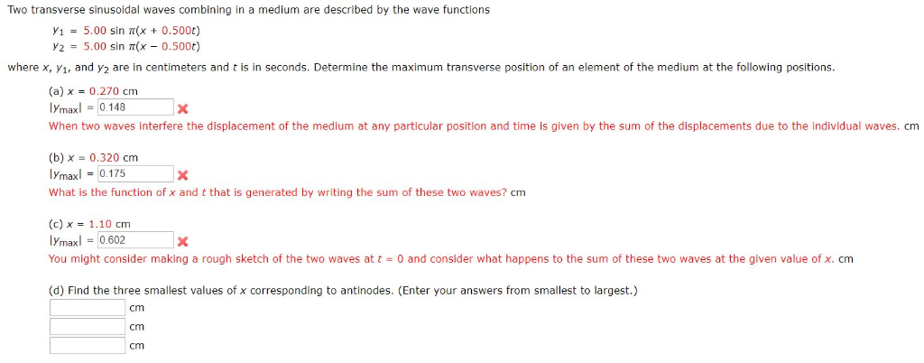 Solved Two transverse sinusoidal waves combining in a medium | Chegg.com