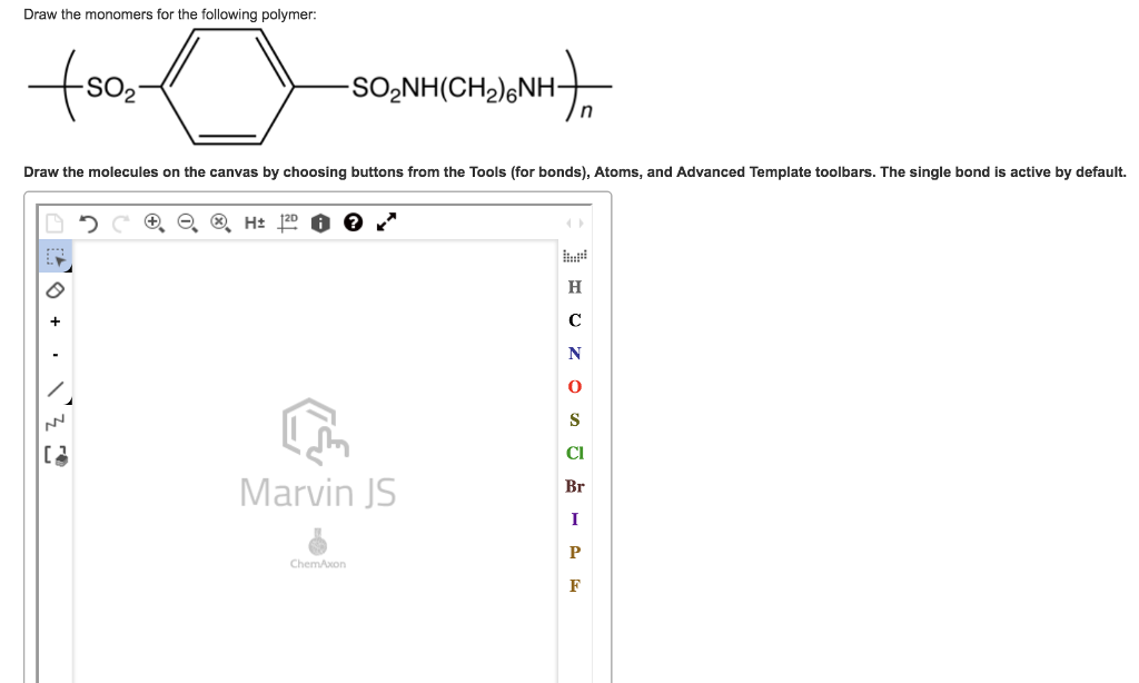 Solved Draw the monomer for the following polymer: CHs Draw | Chegg.com