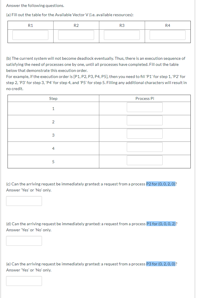 Solved Deadlock Consider the following snapshot of a system | Chegg.com