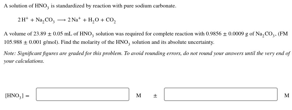 Solved A solution of HNO3 is standardized by reaction with | Chegg.com