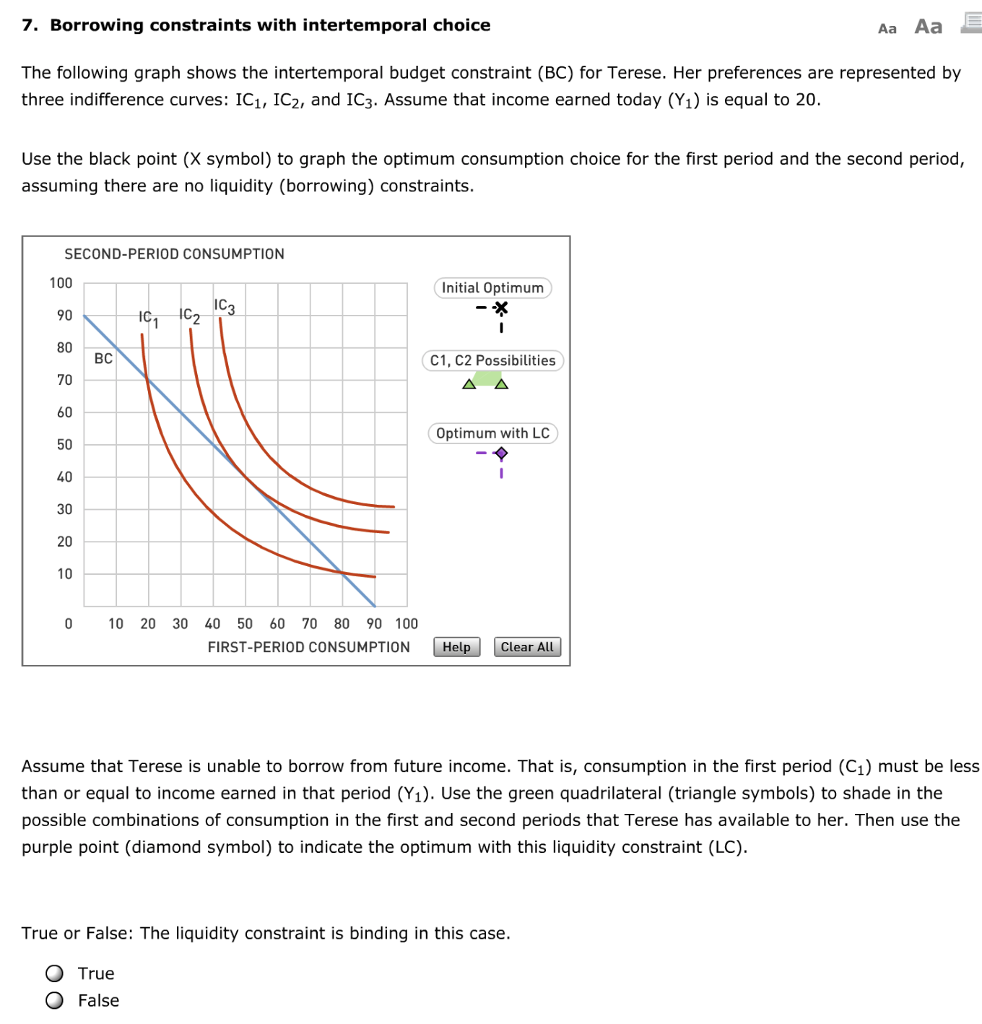 Solved 7. Borrowing constraints with intertemporal choice Aa | Chegg.com
