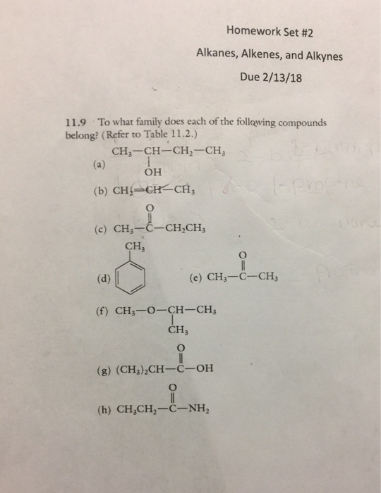Solved Homework Set #2 Alkanes, Alkenes, and Alkynes Due | Chegg.com