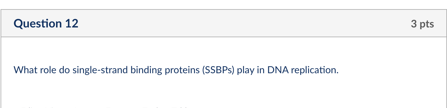 Solved Question 12 3 pts What role do single-strand binding | Chegg.com