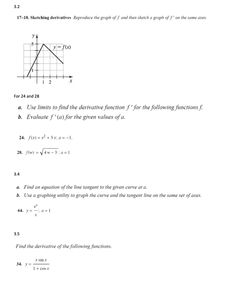 Solved 3.2 17–18. Sketching derivatives Reproduce the graph | Chegg.com