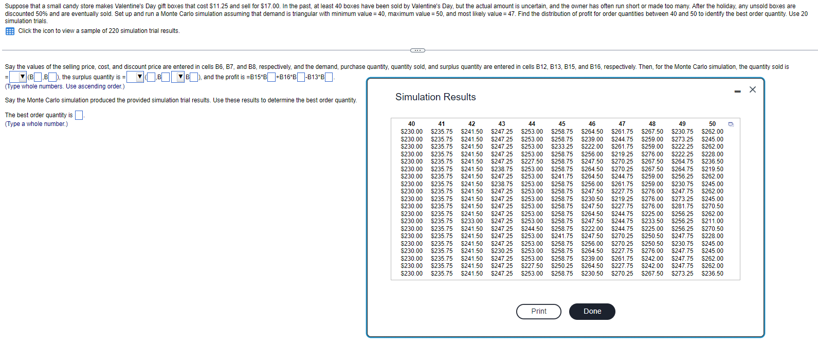 Solved simulation trials.囲 ﻿Click the icon to view a sample | Chegg.com