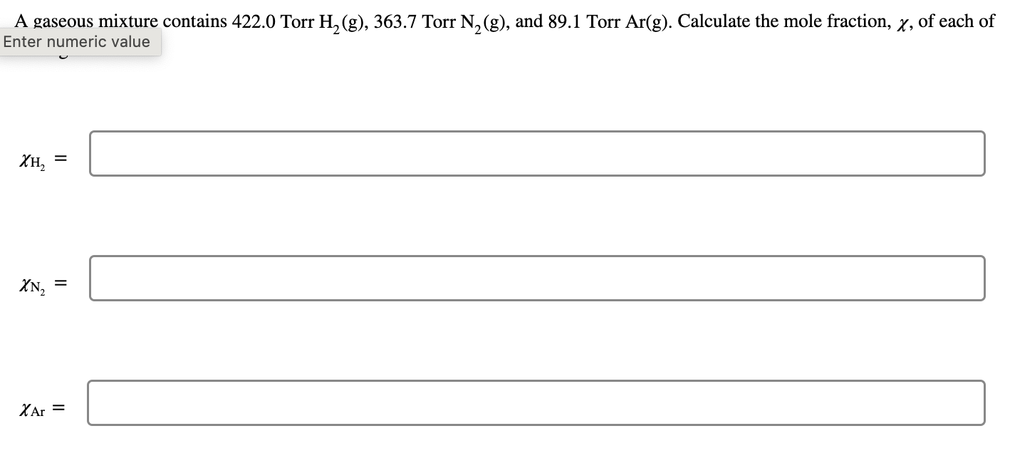 Solved A gaseous mixture contains 422.0 Torr H2( g),363.7 | Chegg.com