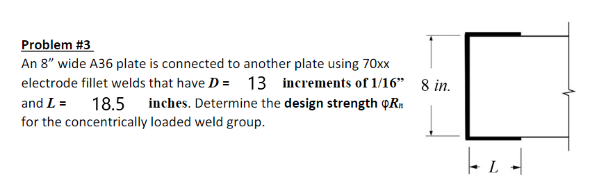 Solved Problem #3 An 8" wide A36 plate is connected to | Chegg.com